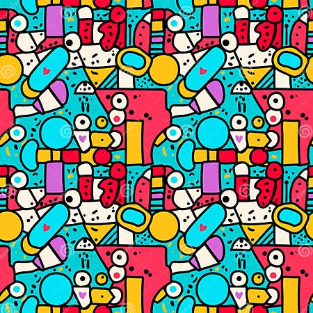 A Set of Seamless Patterns with Geometric Shapes, Circles, Triangles ...