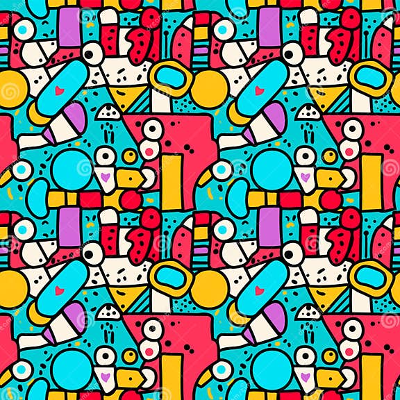 A Set of Seamless Patterns with Geometric Shapes, Circles, Triangles ...