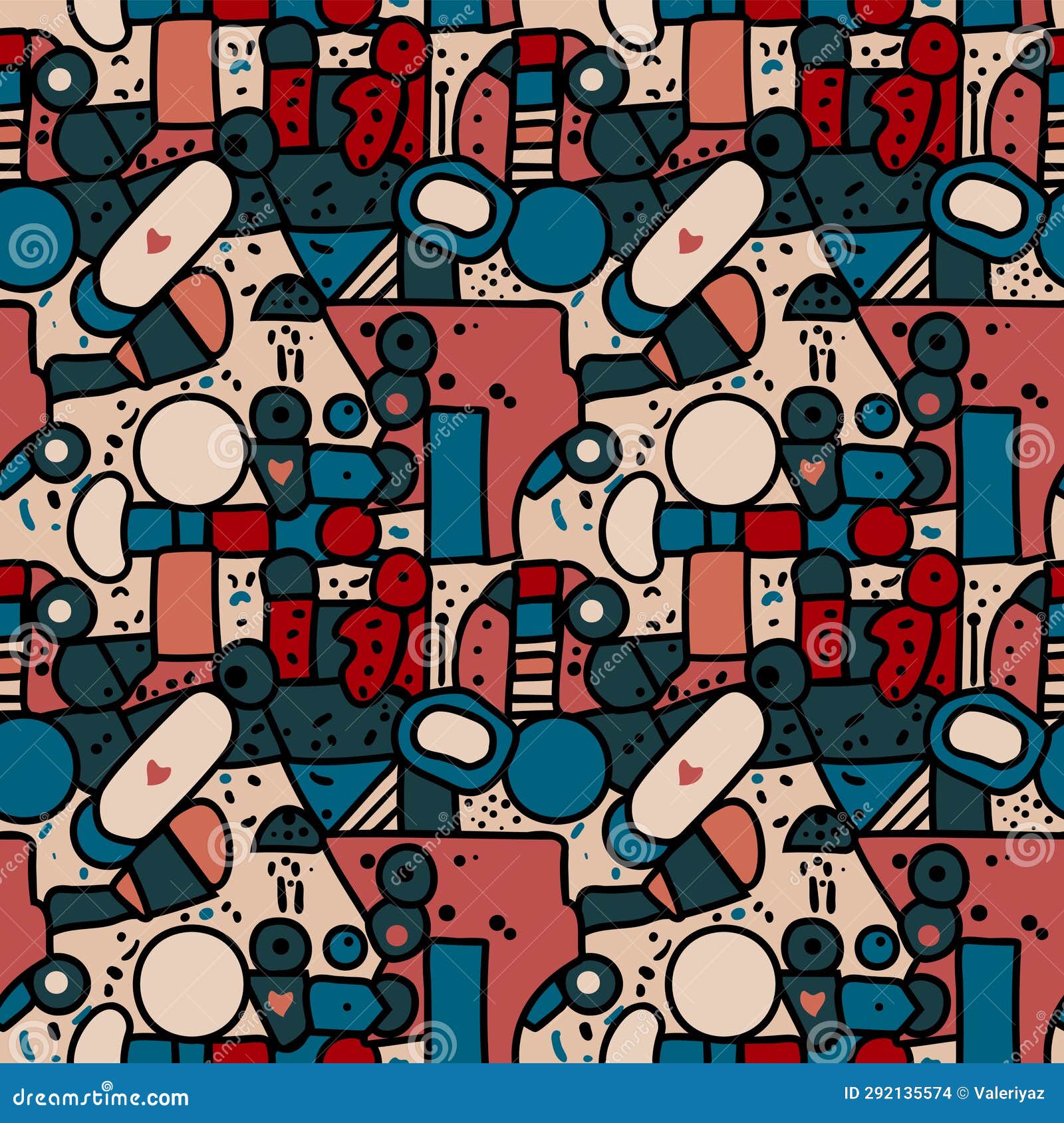 A Set of Seamless Patterns with Geometric Shapes, Circles, Triangles ...