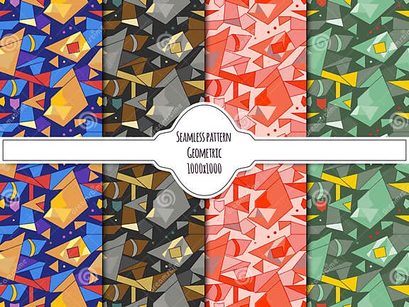A Set of Seamless Patterns with Geometric Shapes, Circles, Triangles ...