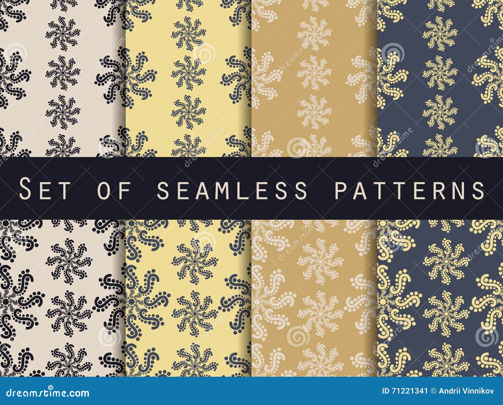 Set Seamless Patterns. Gold Color Stock Vector - Illustration of ...