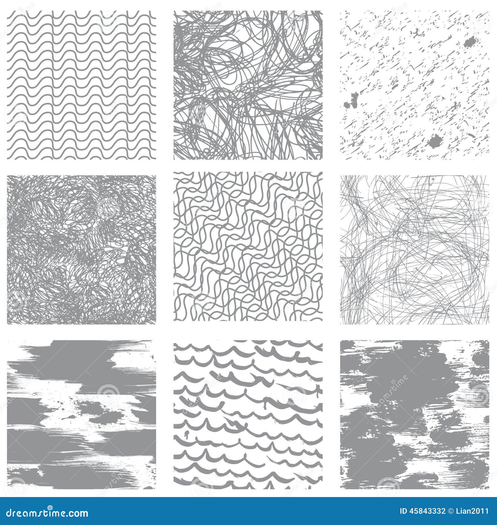 Set of 9 Seamless Patterns in Grunge Style. Stock Vector - Illustration ...