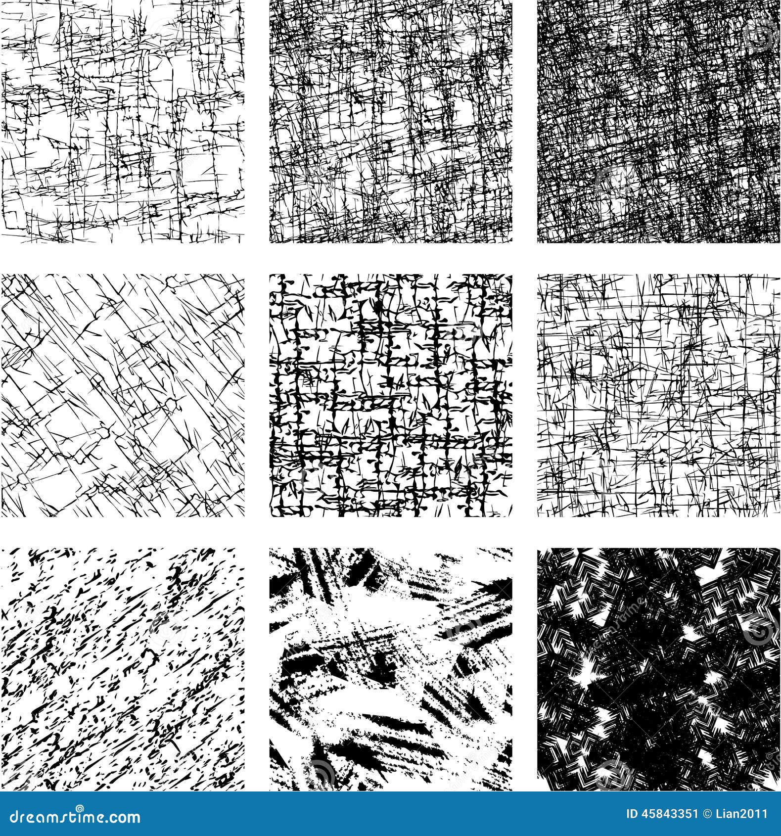 Set of 9 Seamless Patterns in Grunge Style. Stock Vector - Illustration ...