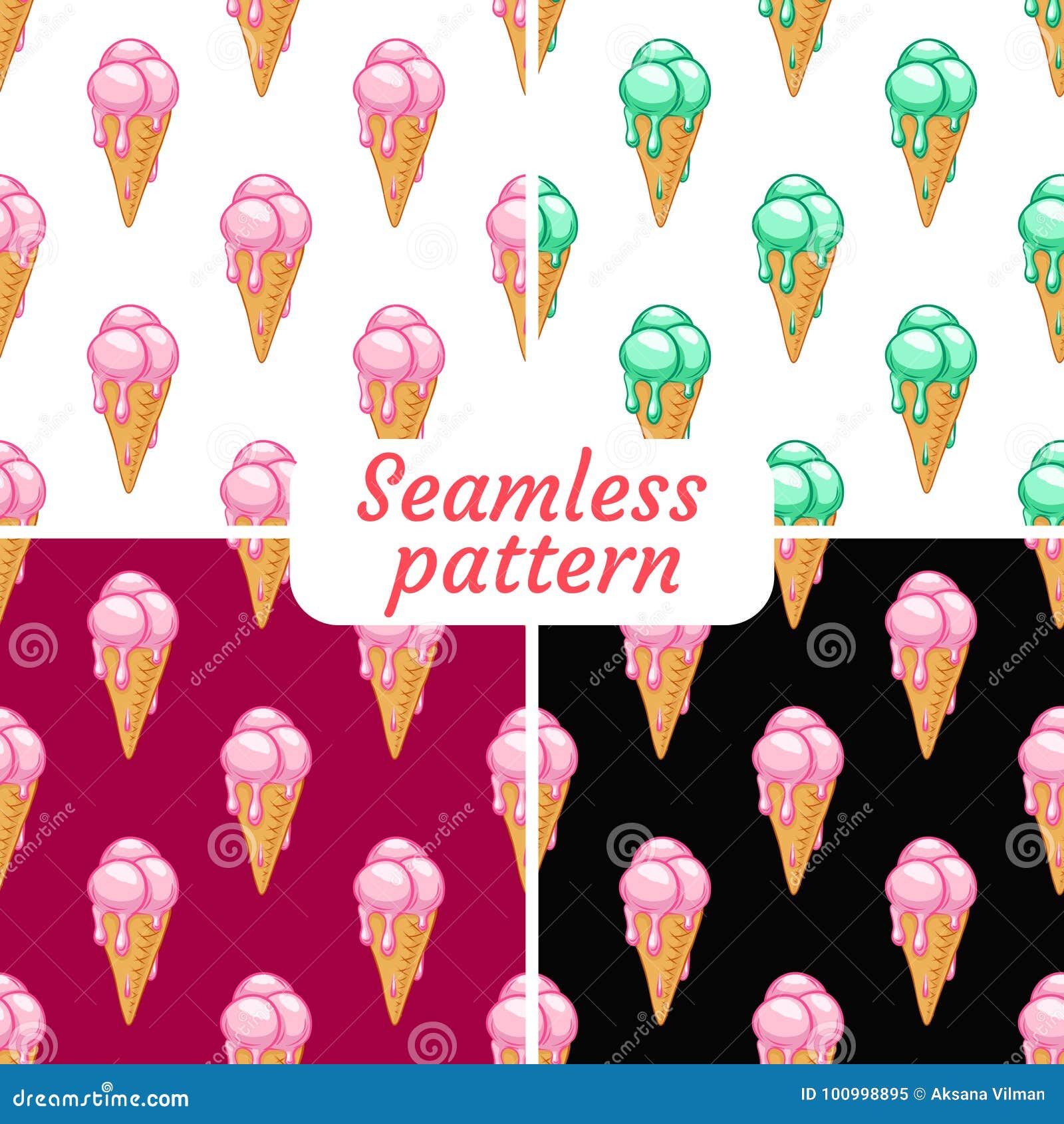 Set. Ice Cream with Different Flavors. Stock Vector - Illustration of ...