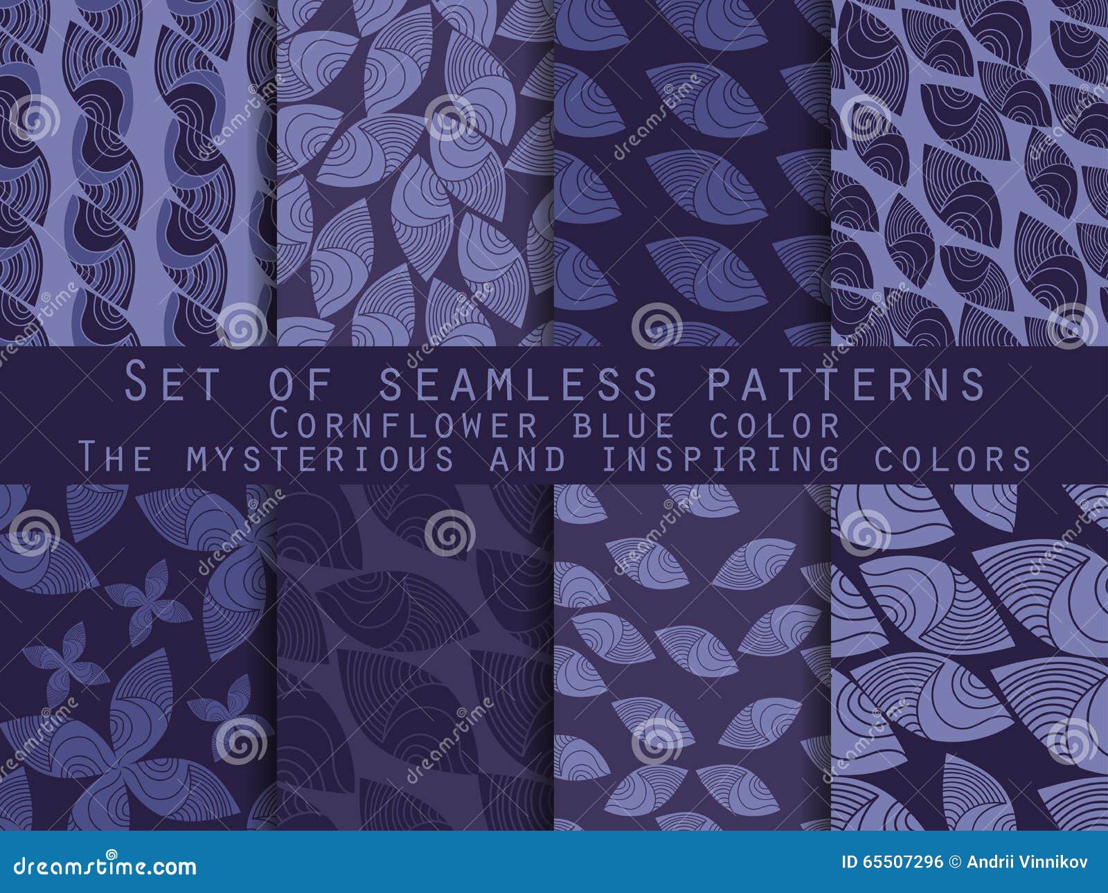 Set of Seamless Patterns in the Indian Style. Cornflower Blue, Navy ...