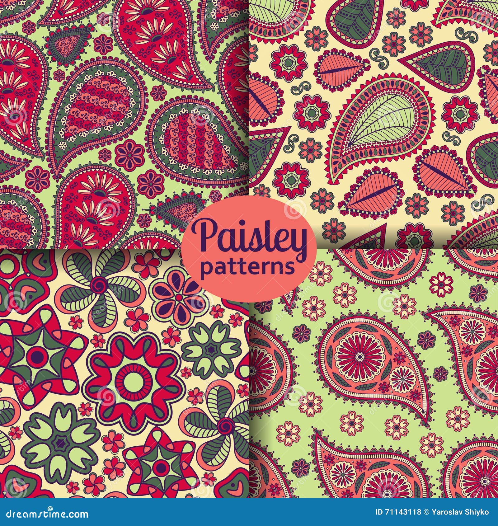 Set of Seamless Patterns in Indian Style Stock Vector - Illustration of ...