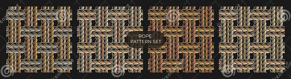 Set of Seamless Patterns with Interwoven Ropes. Stock Image - Image of ...