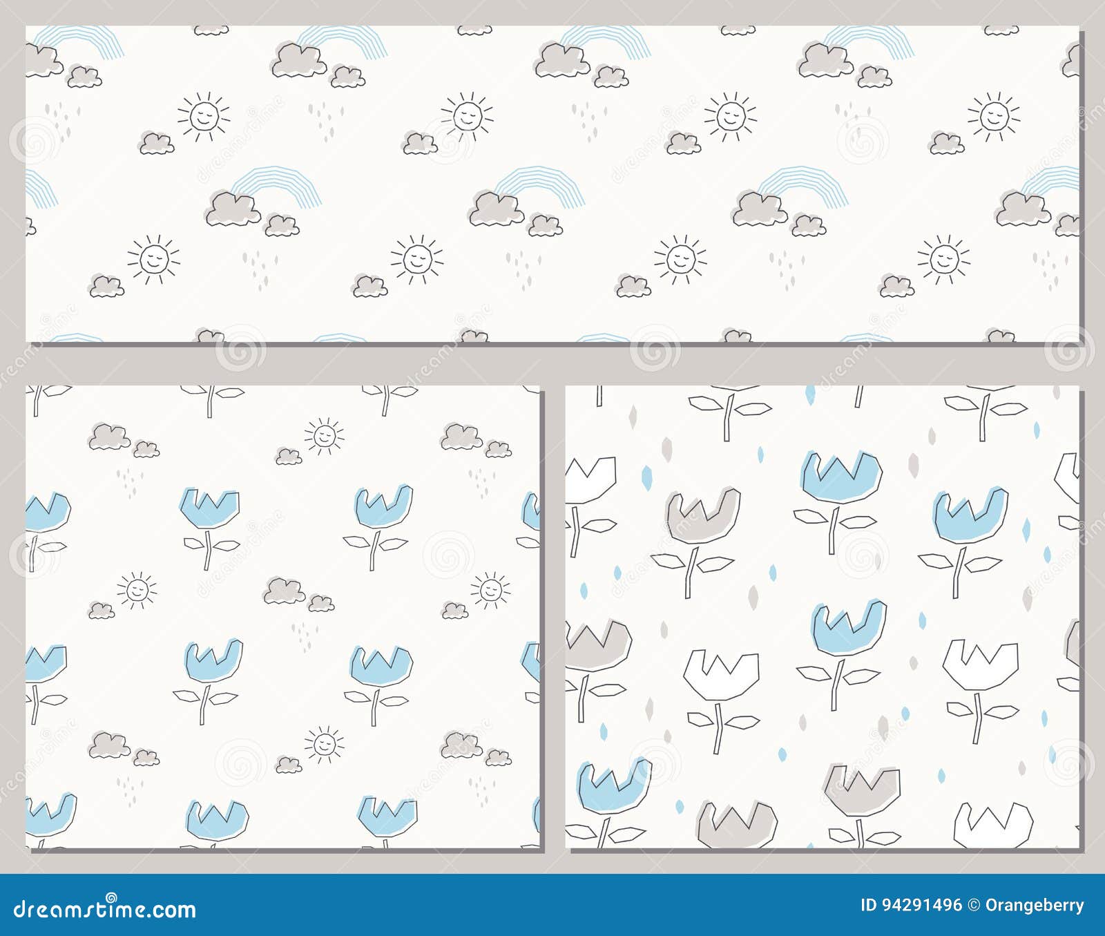 Set of Seamless Patterns for Kids Design Stock Vector - Illustration of ...