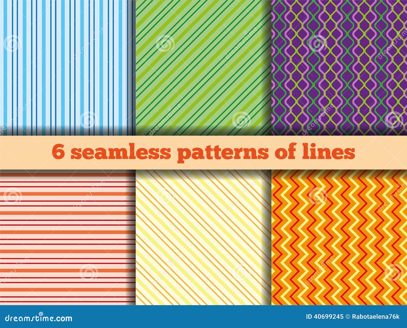 Set of Seamless Patterns of Lines Stock Vector - Illustration of color ...