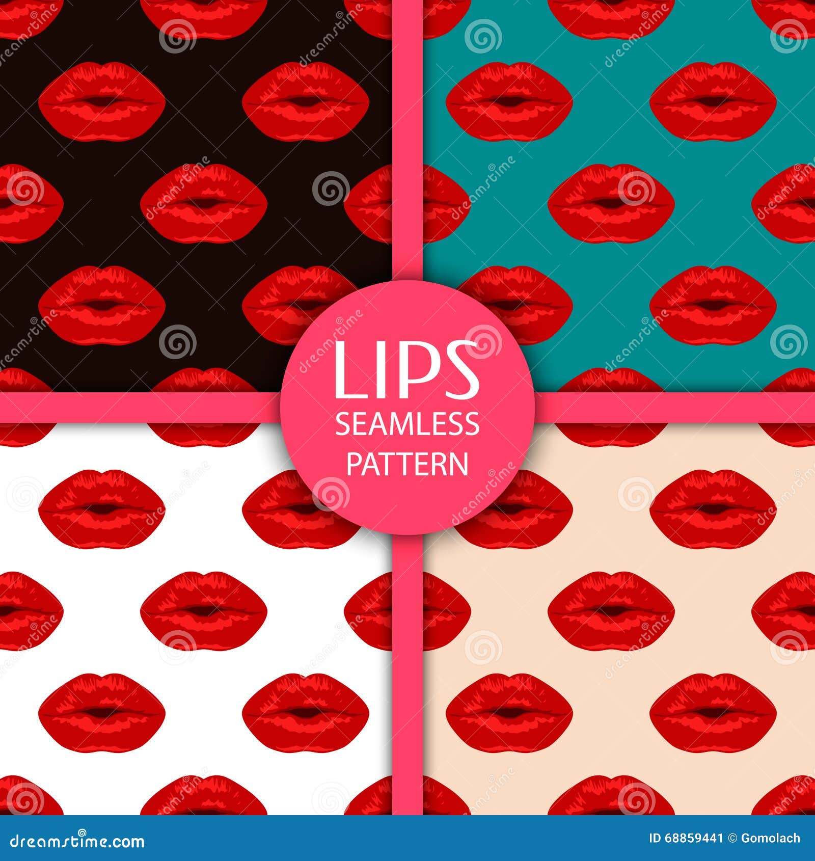 Set of Seamless Patterns with Lips. Stock Vector - Illustration of ...
