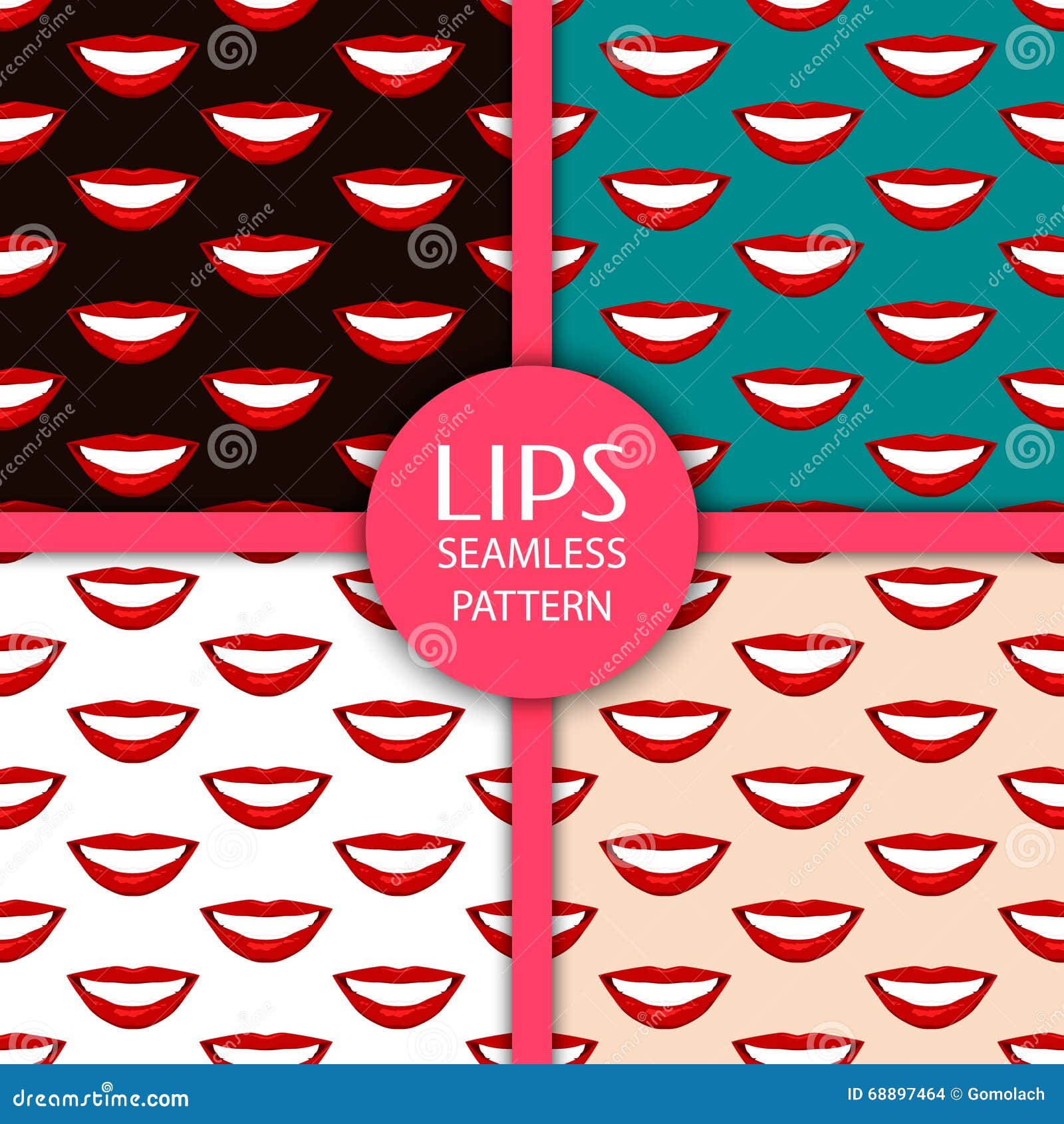 Set of Seamless Patterns with Lips. Stock Vector - Illustration of ...