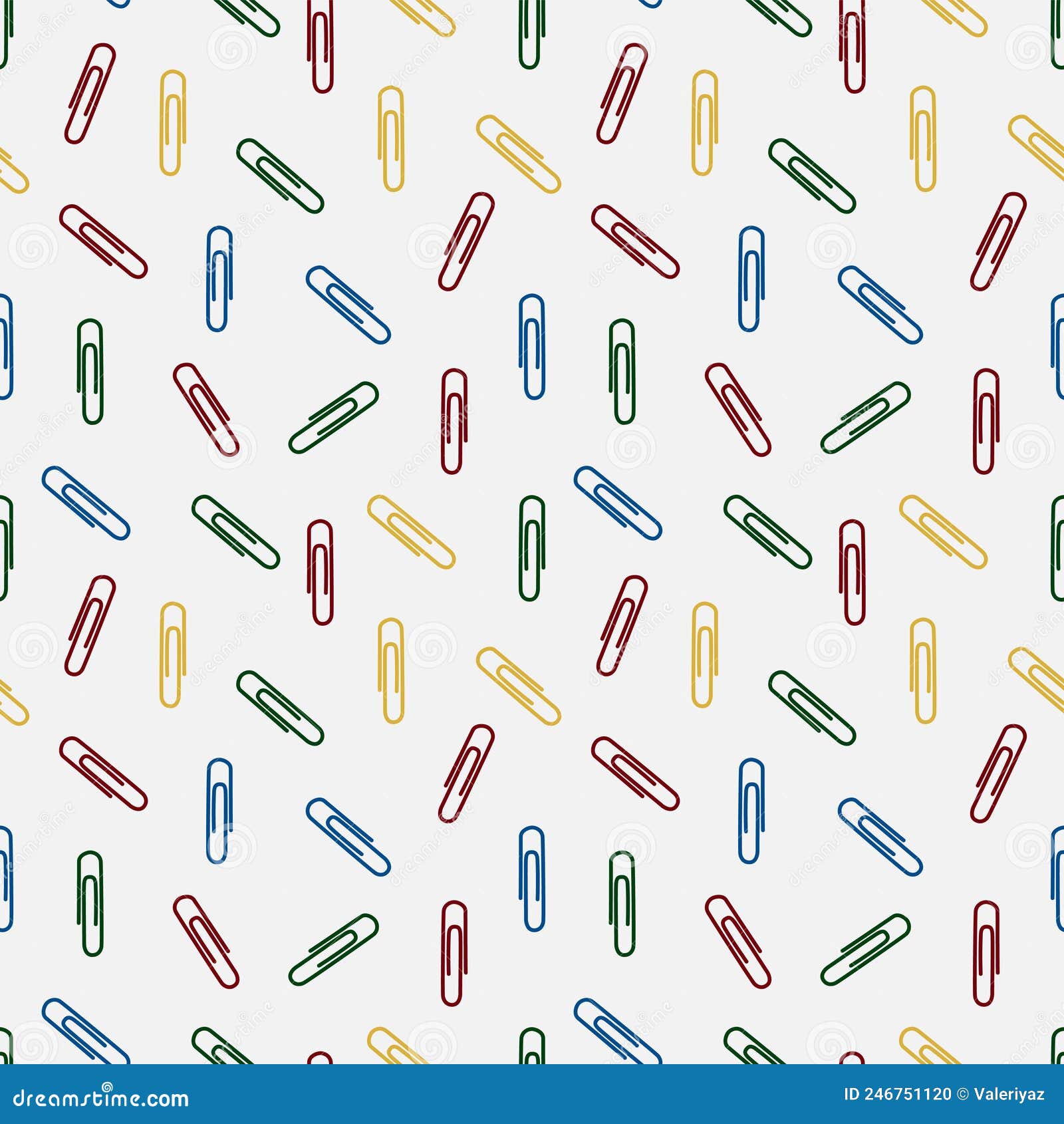 A Set of Seamless Patterns of Paper Clips. 1000x1000, Vector Graphics ...