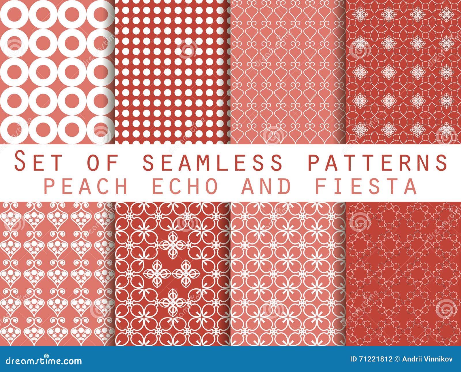 Set of Seamless Patterns. Peach Echo and Fiesta Color Stock Vector ...