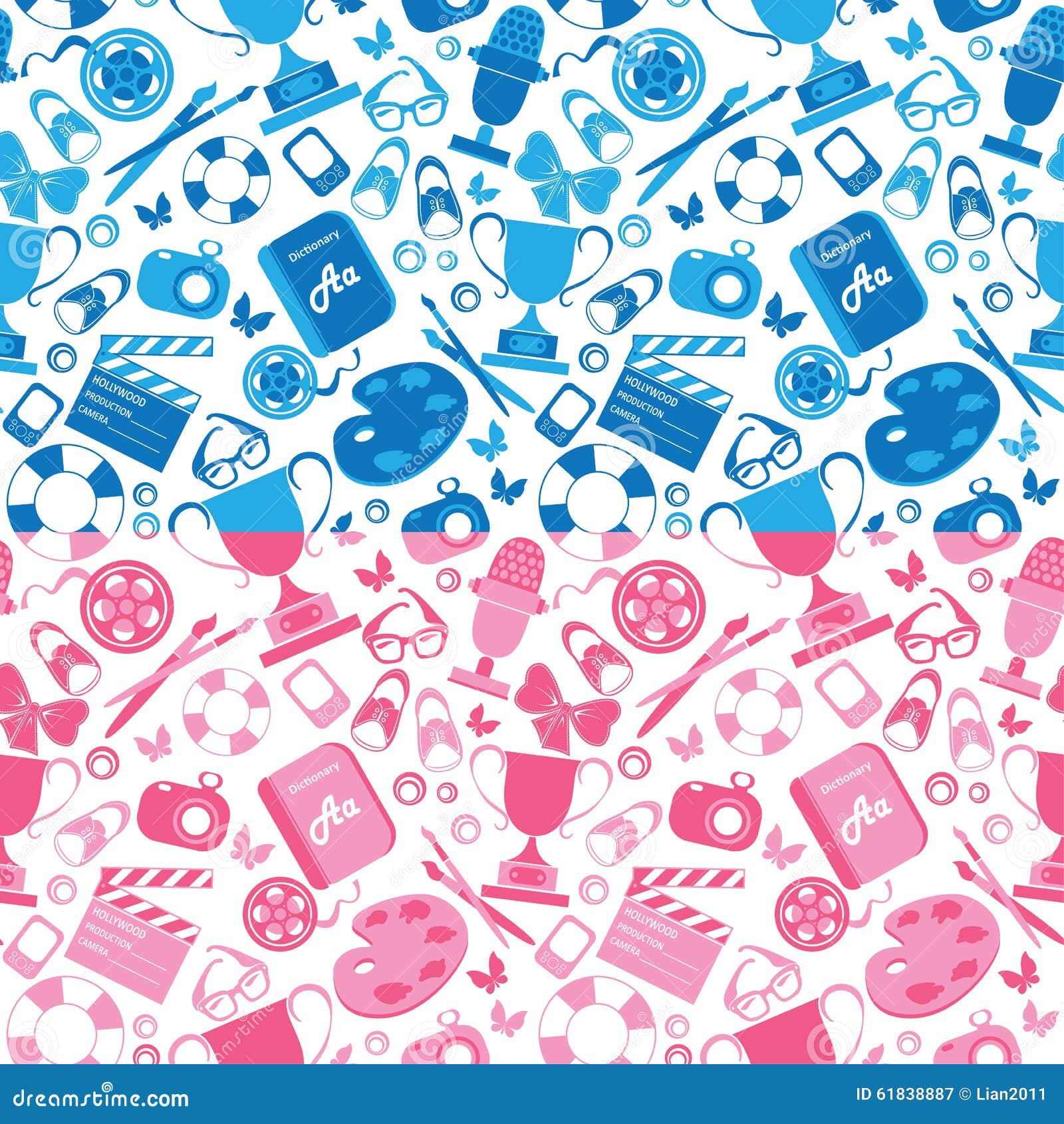 Set of Seamless Patterns in Pink and Blue Colors Stock Vector ...