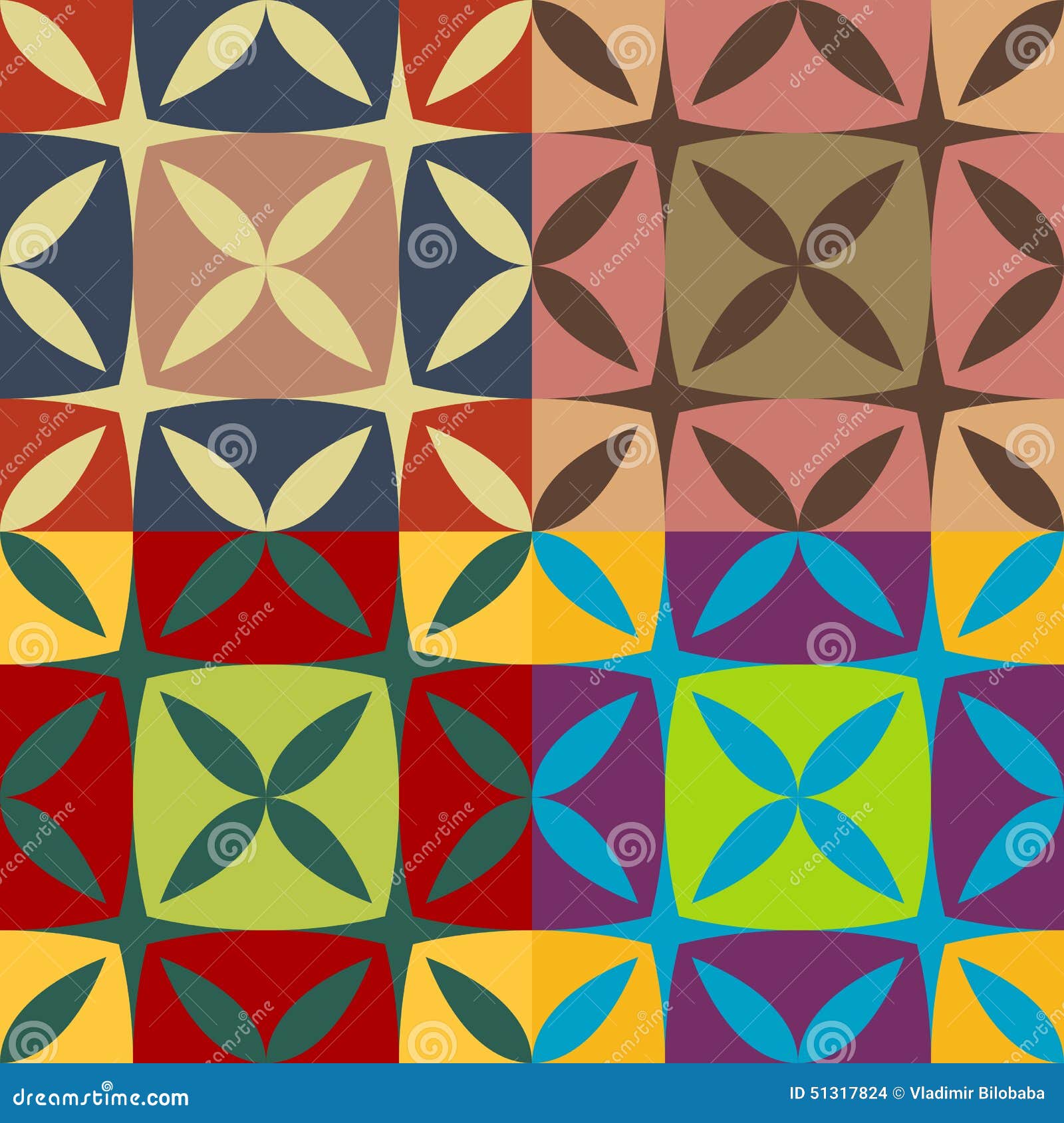 Set of Seamless Patterns with Pointed Ovals Stock Vector - Illustration ...