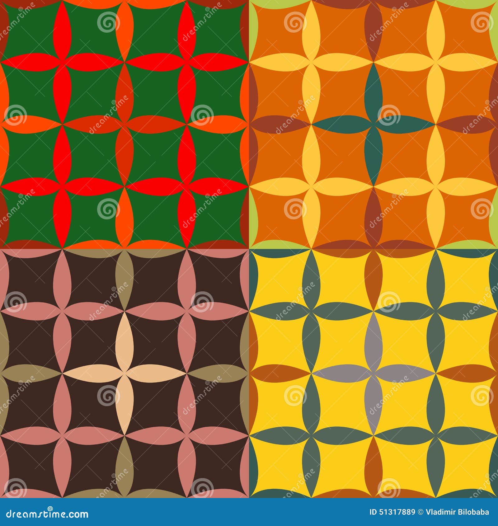 Set of Seamless Patterns with Pointed Ovals Stock Vector - Illustration ...