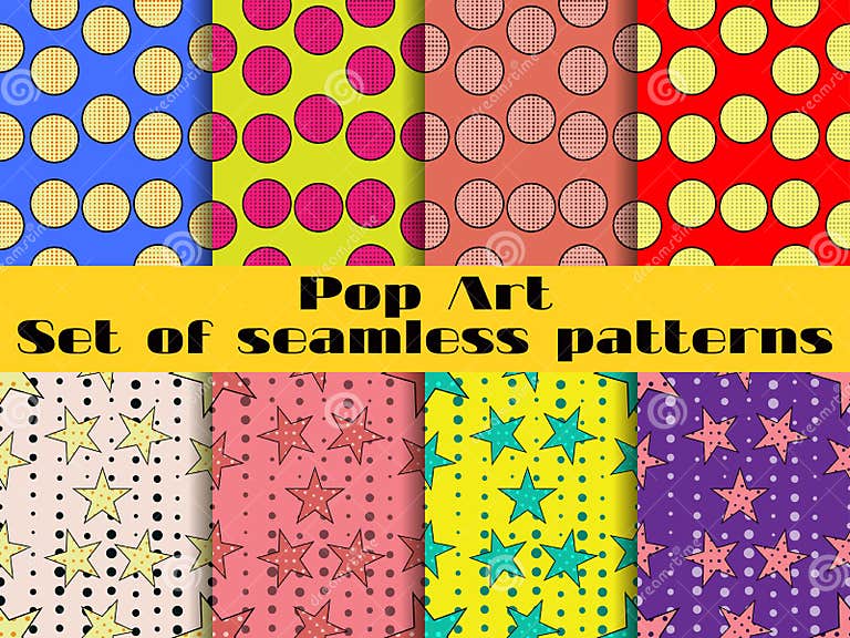 Set of Seamless Patterns in a Pop Art Style. Seamless Pattern with ...
