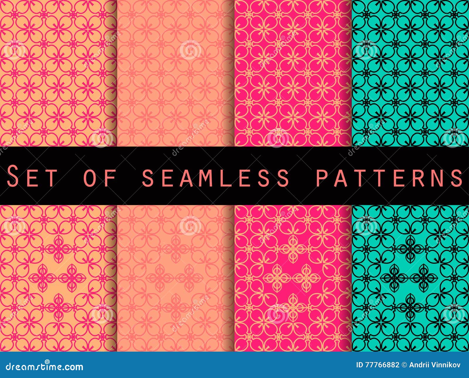 Set Seamless Patterns. Retro Colors 80 S. the Pattern for Wallpaper ...