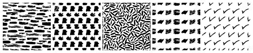 Set of Seamless Patterns with Scribble Smears Stock Illustration ...