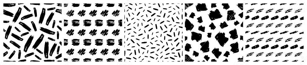 Set of Seamless Patterns with Scribble Smears Stock Illustration ...