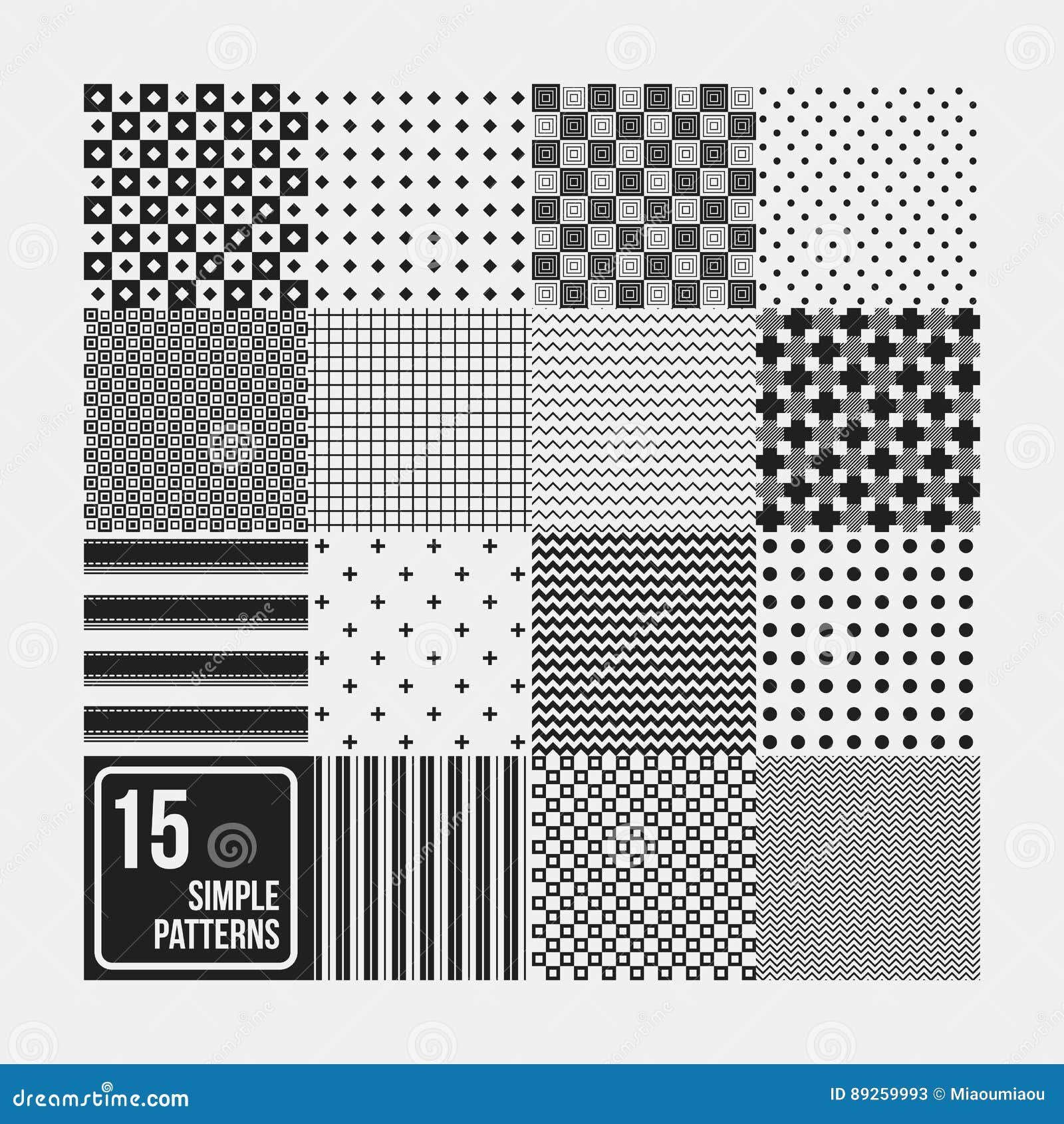 Set of 15 Seamless Patterns Stock Vector - Illustration of ornamental ...
