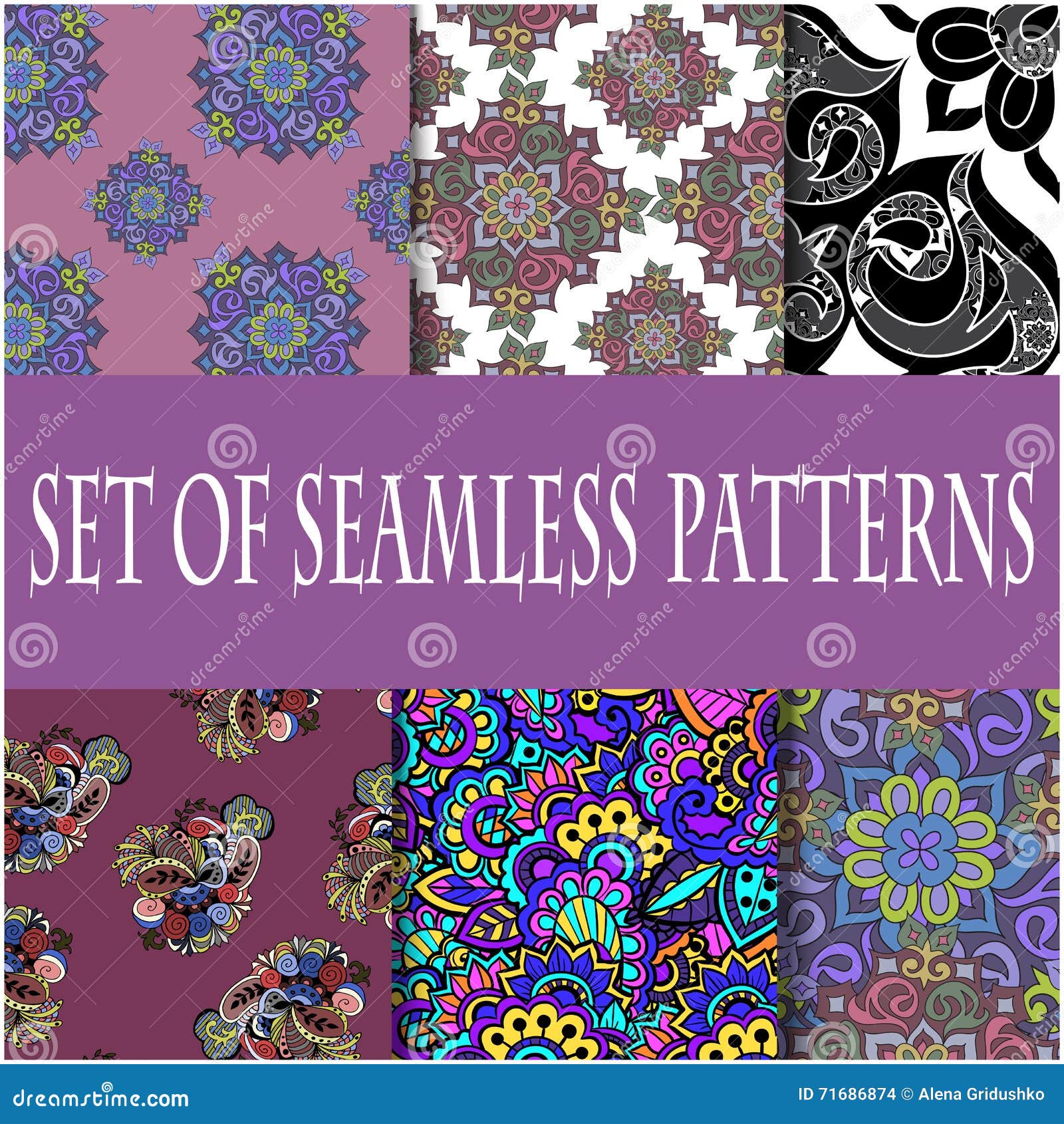 Set of Seamless Patterns of the Six Samples Stock Illustration ...