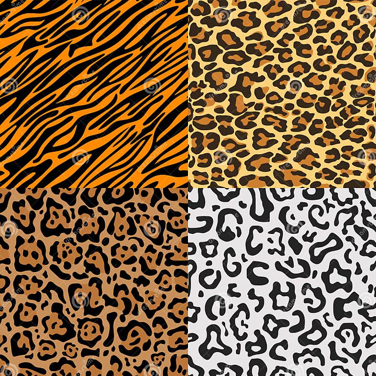 Set of Seamless Patterns of Skins of Big Cats Stock Vector ...