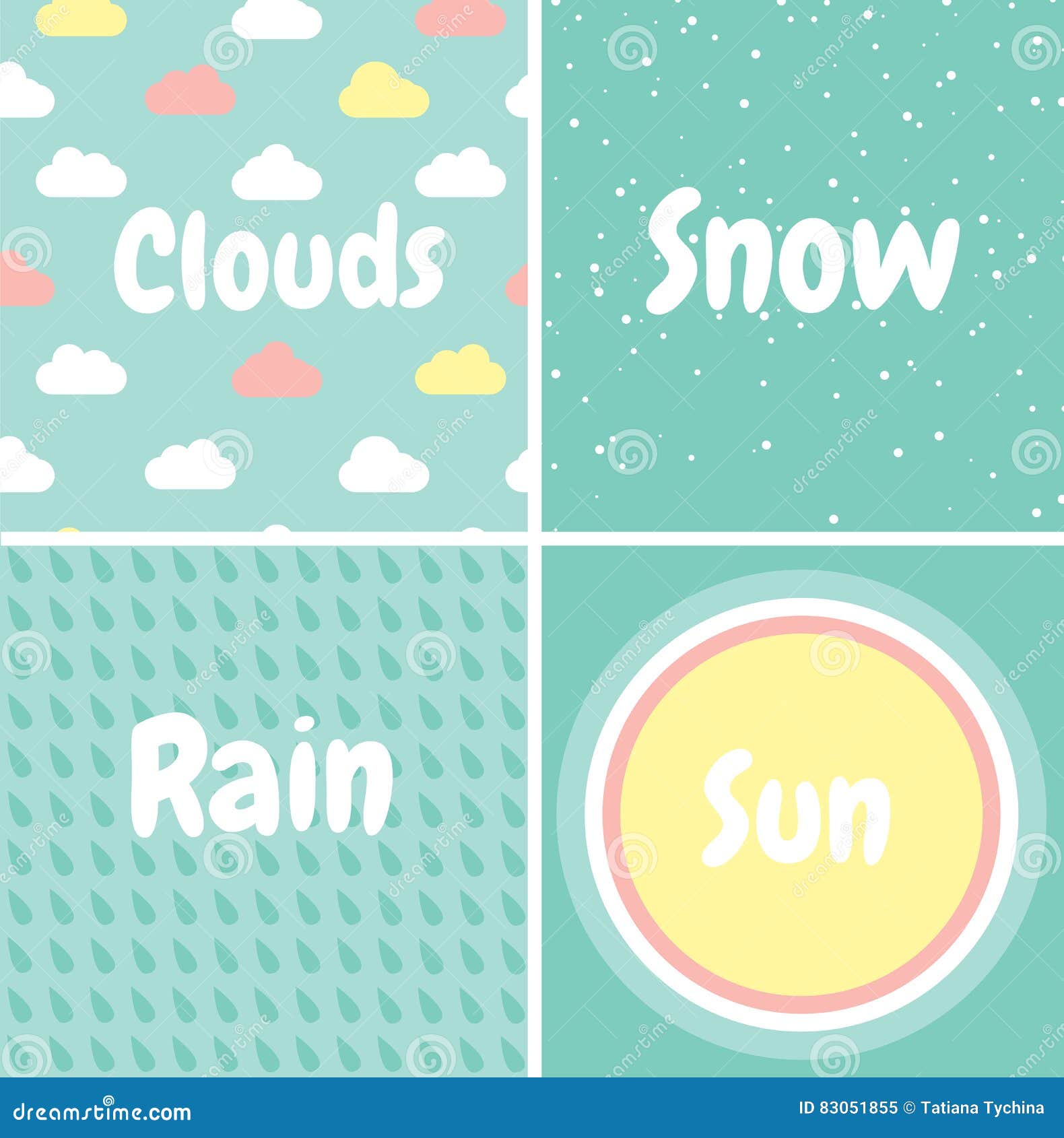 Set of Seamless Patterns. Snow, Rain, Clouds, Sun Stock Vector ...