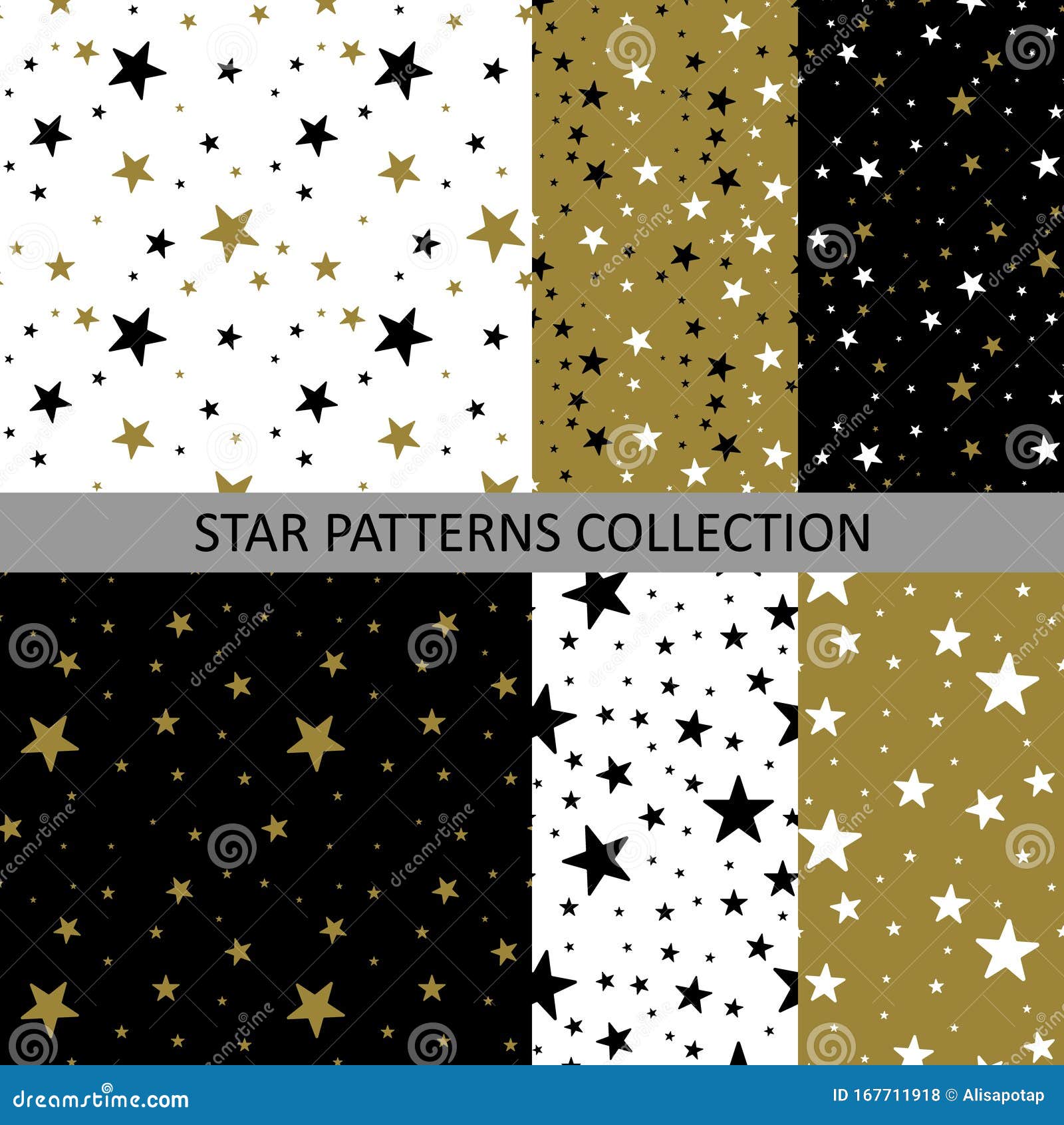 Set of Seamless Patterns with Star Shapes Stock Vector - Illustration ...