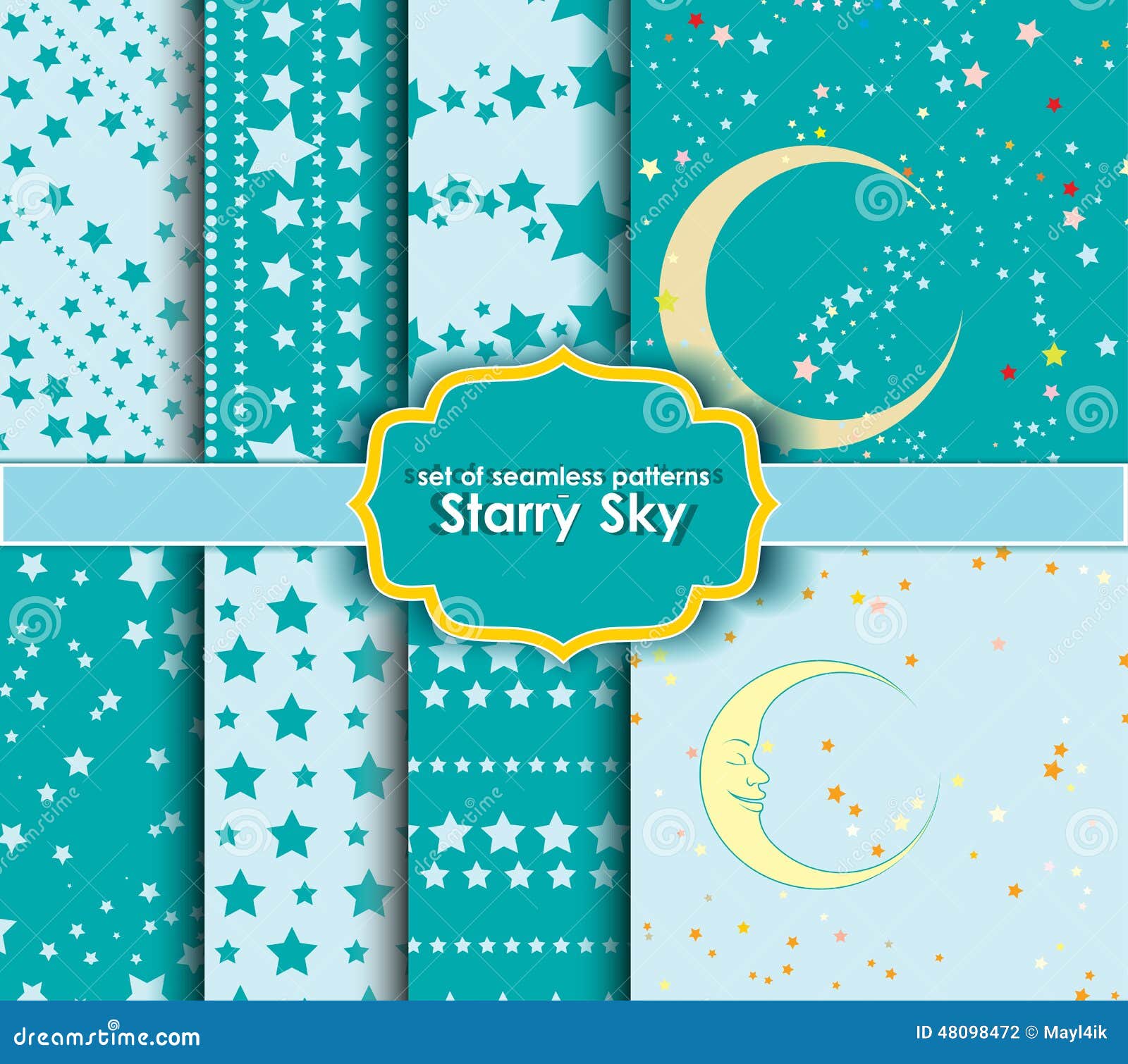 Set of Seamless Patterns - Starry Sky Stock Vector - Illustration of ...