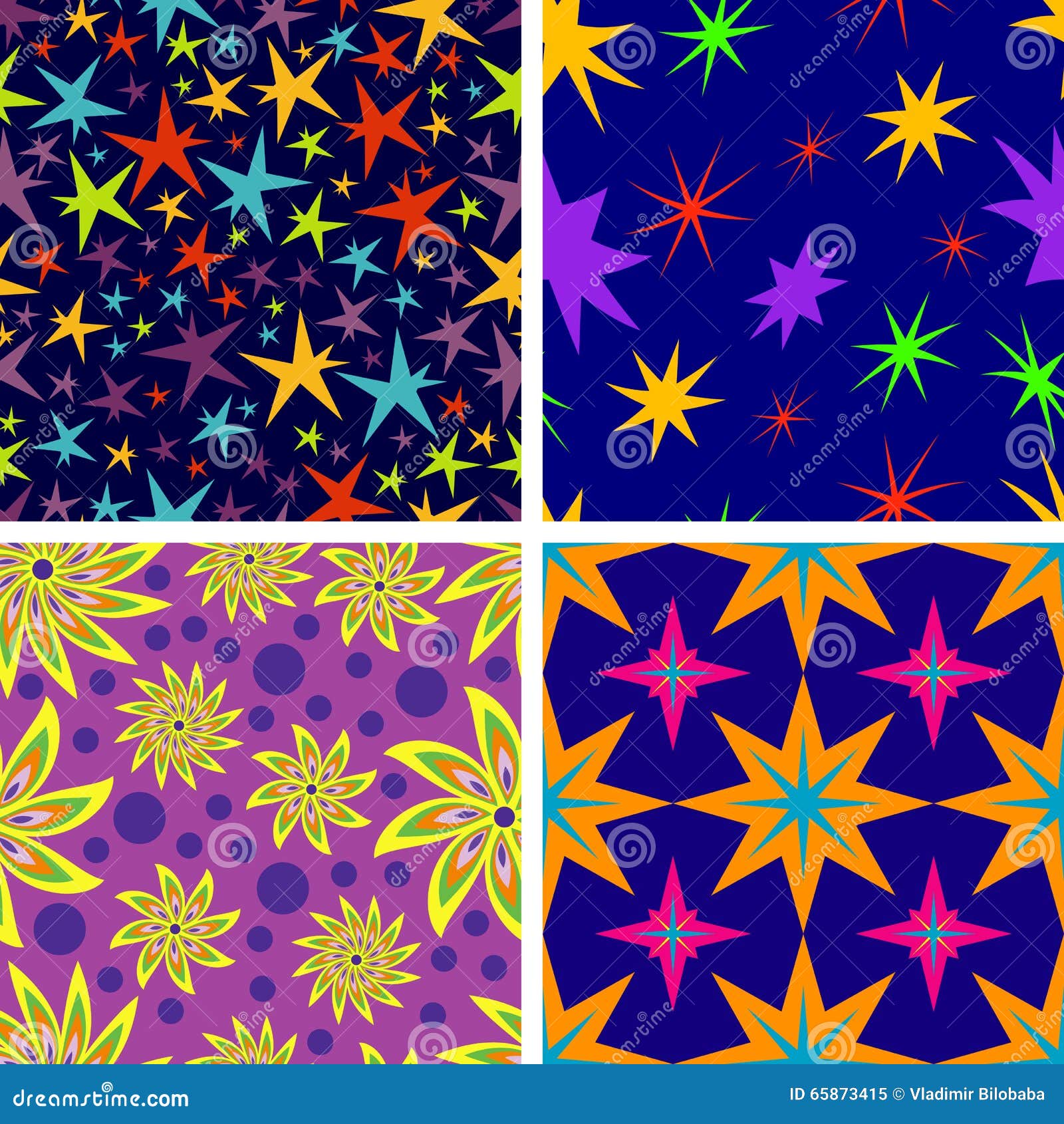 Set of Seamless Patterns of Stars Stock Vector - Illustration of design ...