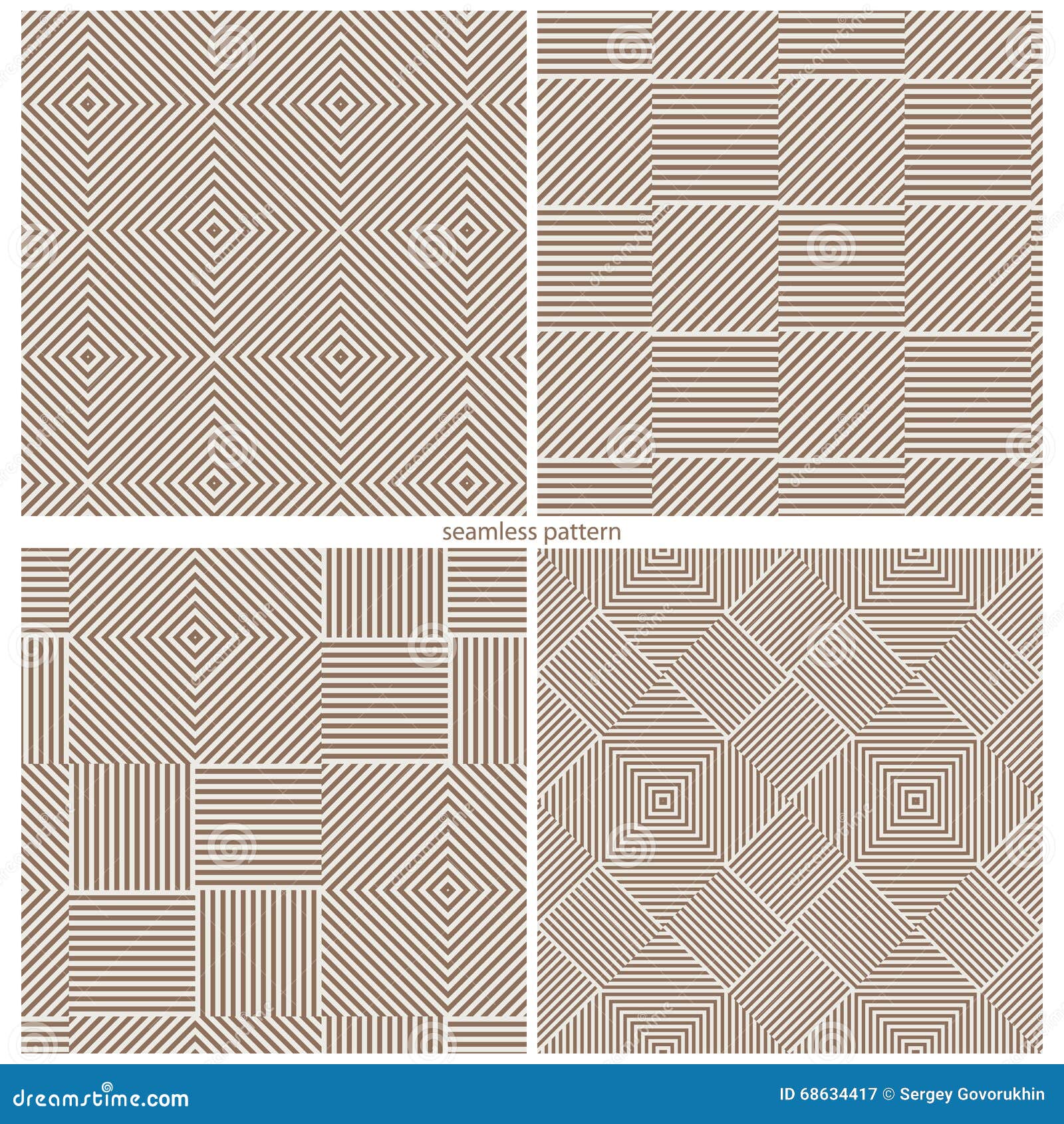 Set of Seamless Patterns of Strips and Squares. Stock Vector ...