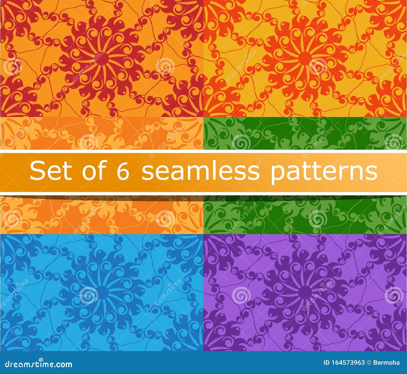 Set of Seamless Patterns. the Stylized Sun Stock Vector - Illustration ...