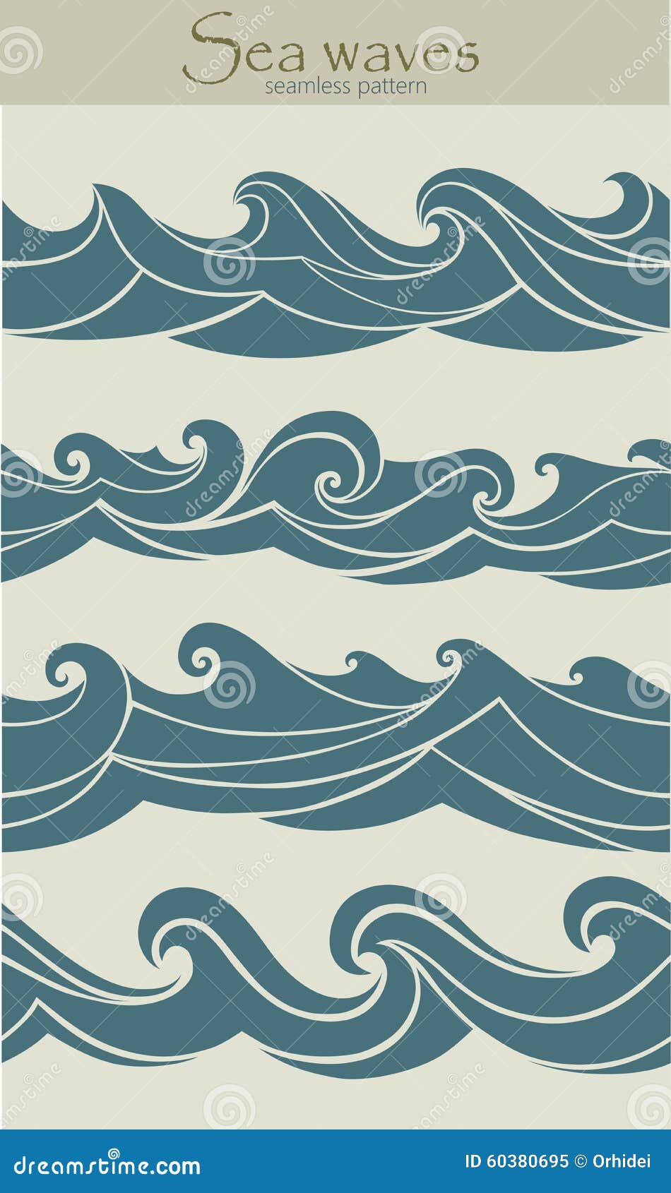 Set of Seamless Patterns with Stylized Waves Stock Vector ...