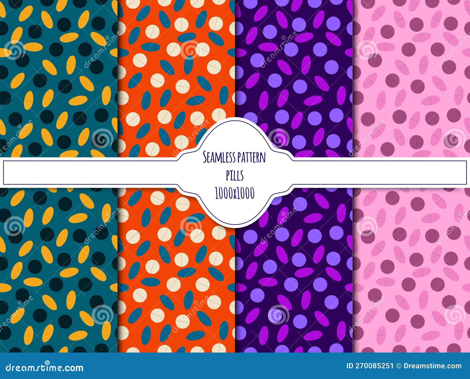 A Set of Seamless Patterns of Tablets, Pills, Pixels 1000x1000. Vector ...