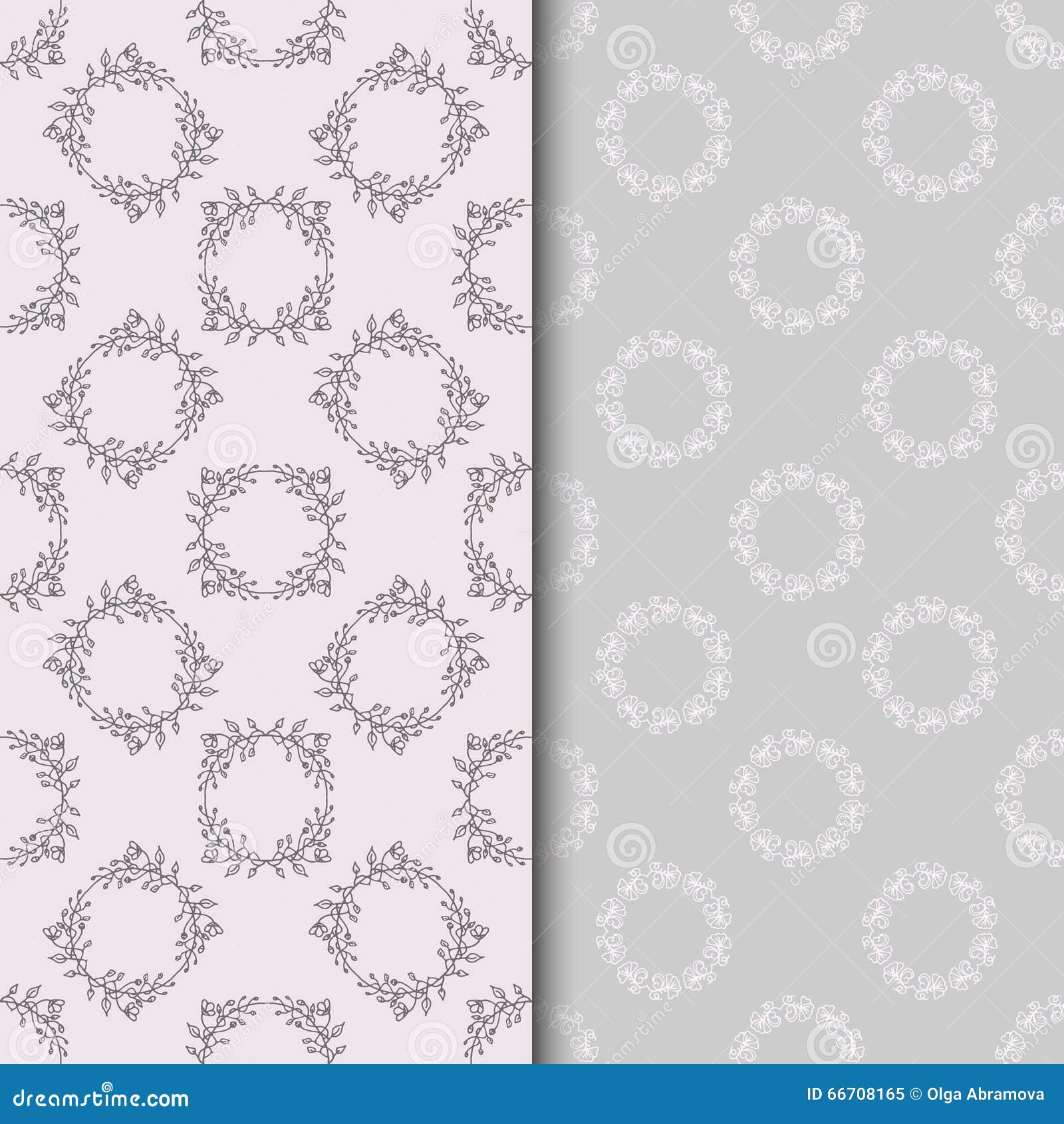 Set of Seamless Patterns with Two Circular Floral Print Stock Vector ...