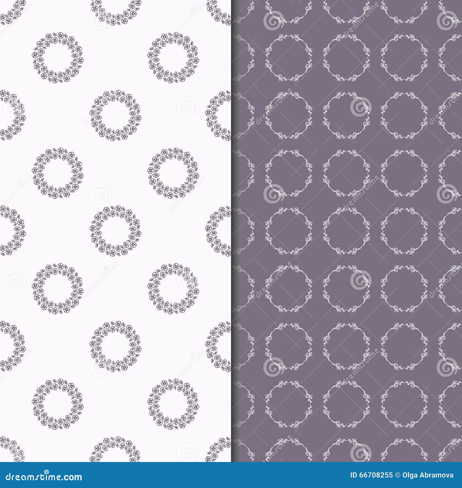 Set of Seamless Patterns with Two Circular Floral Print Stock Vector ...