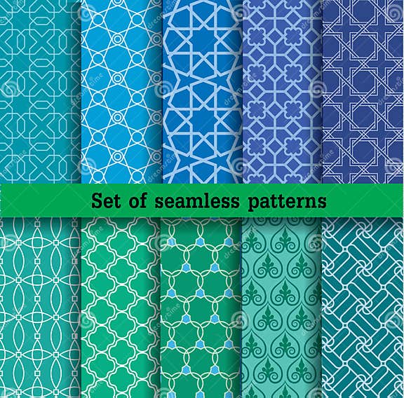 Set of Seamless Patterns.Used for Wallpaper, Print, Pattern, Fabric ...