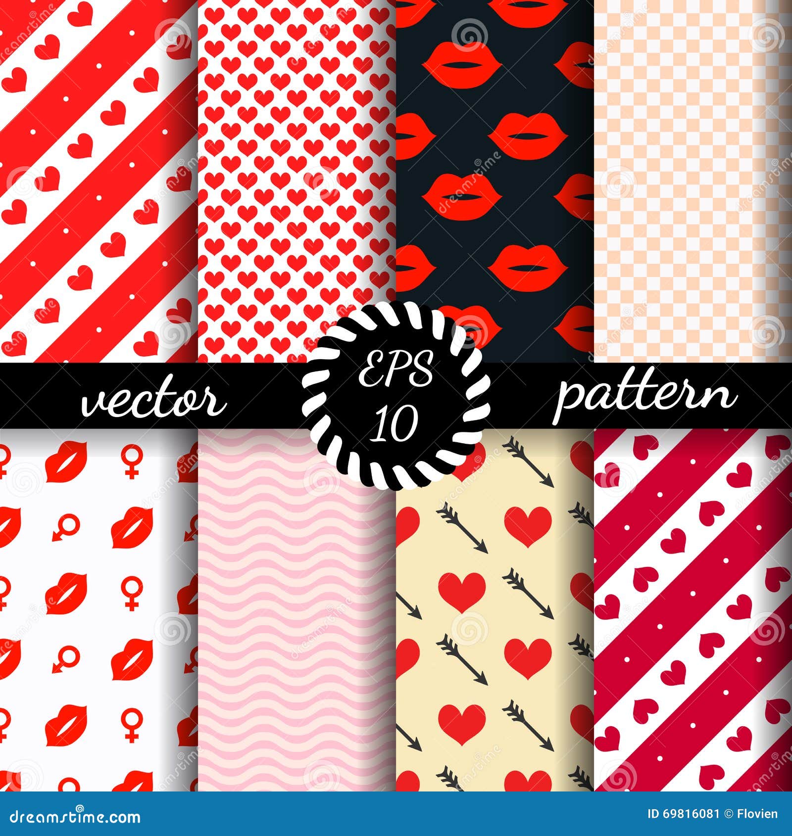Set of Seamless Patterns Valentine S Day. Romantic Wallpaper Stock ...