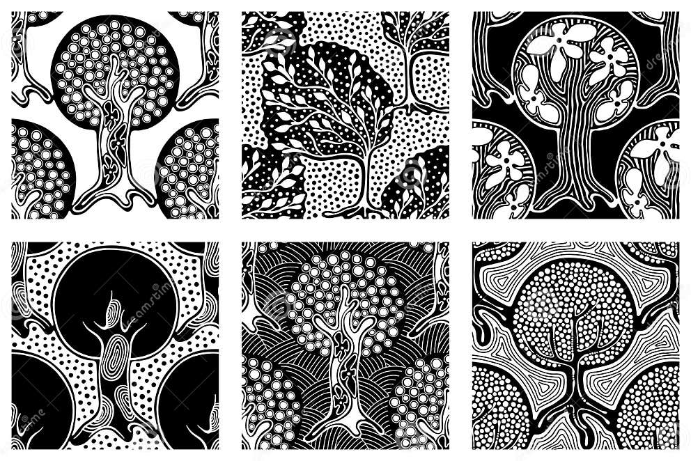 Set of Seamless Patterns, Vector Hand Drawn Repeating Illustration ...