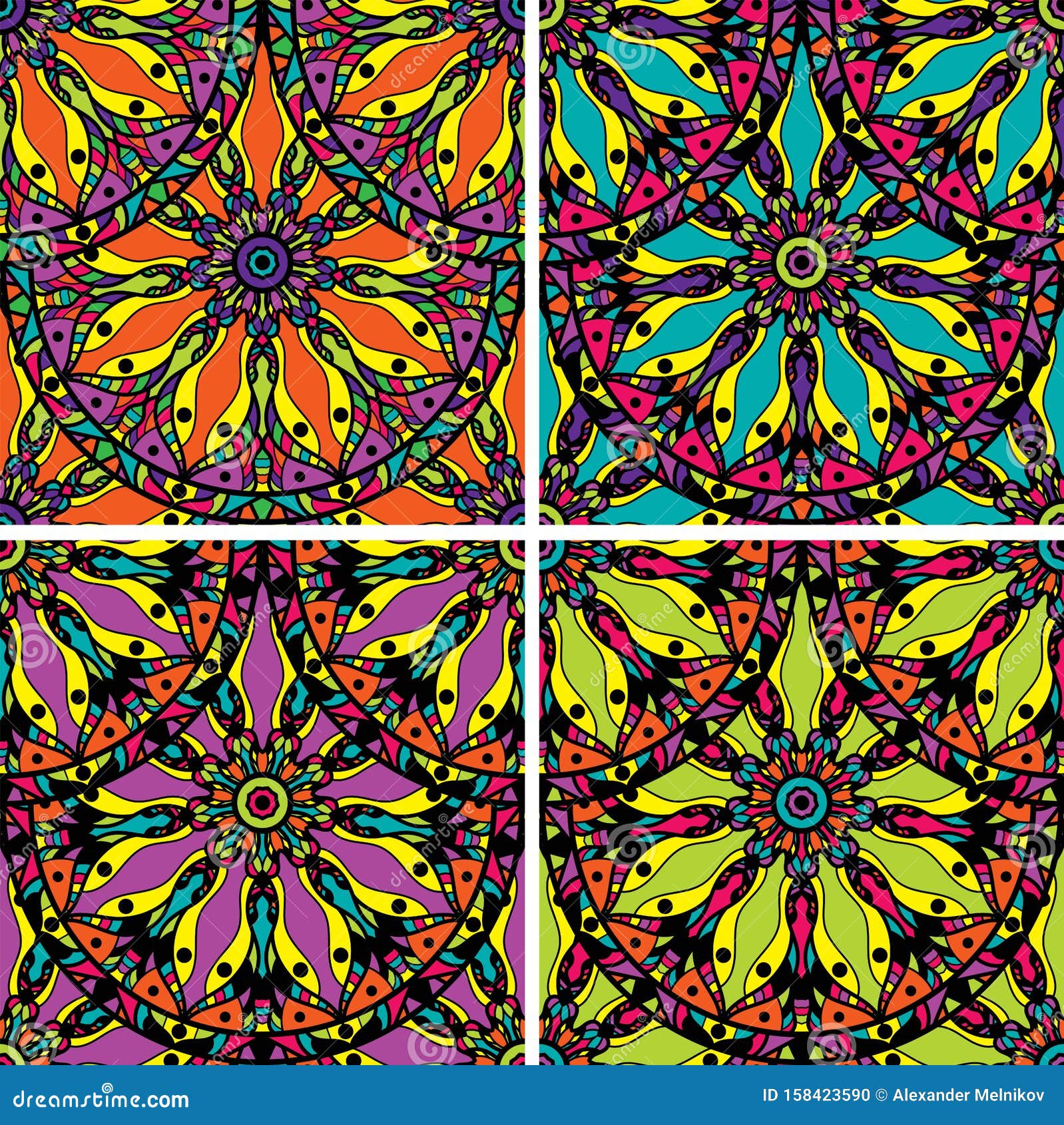 Set of Seamless Repeating Patterns of Mandalas Stock Vector ...