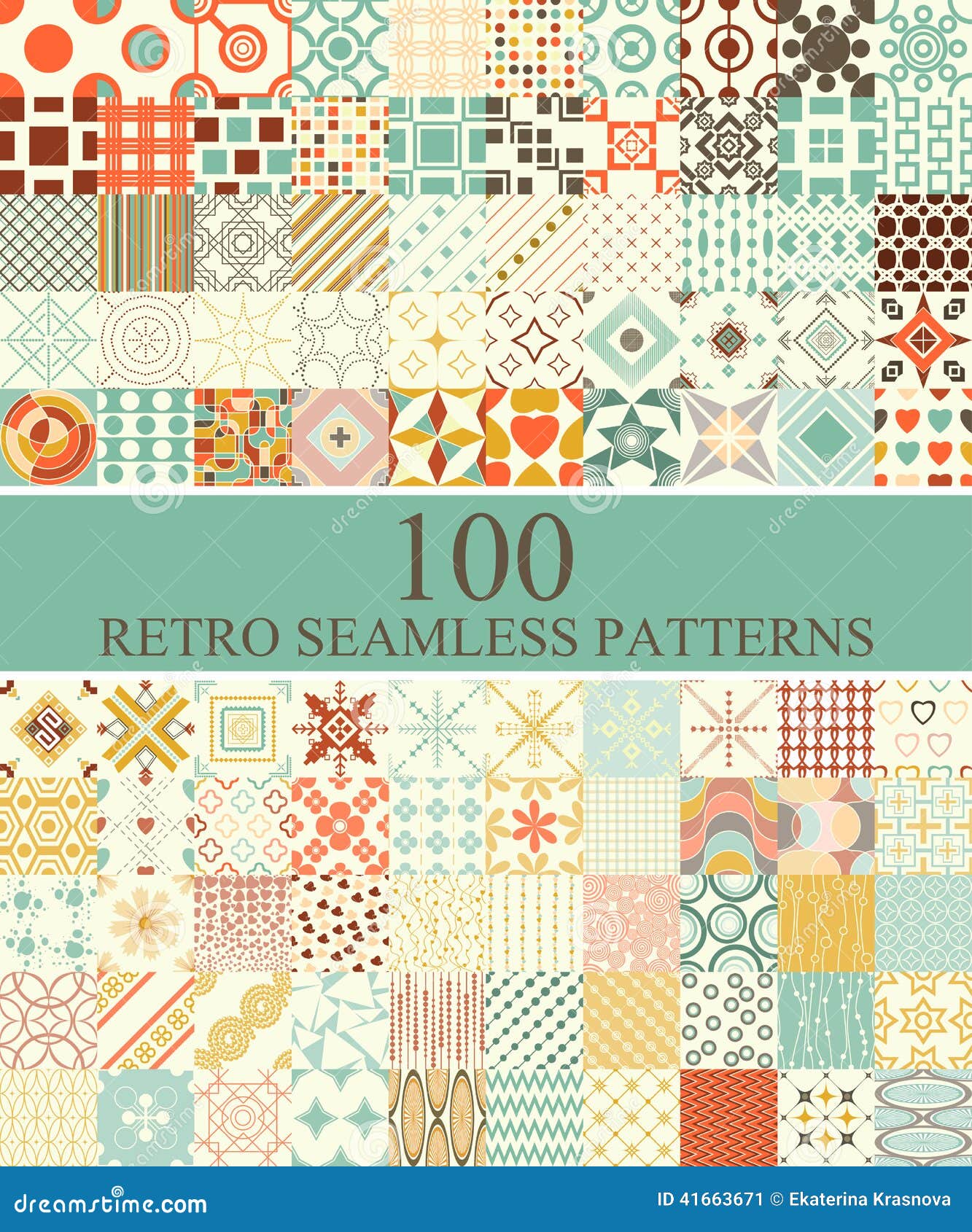 Set Retro 100 Seamless Patterns Stock Illustrations – 76 Set Retro 100 ...