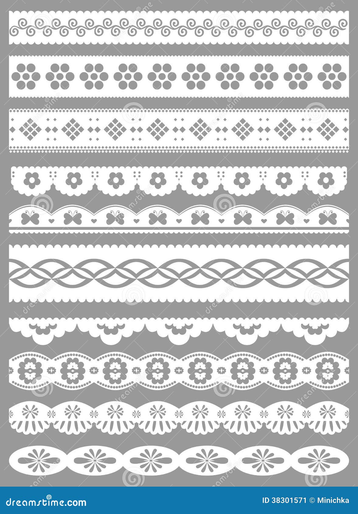 Set of Seamless Scalloped Vector Borders Stock Vector - Illustration of ...