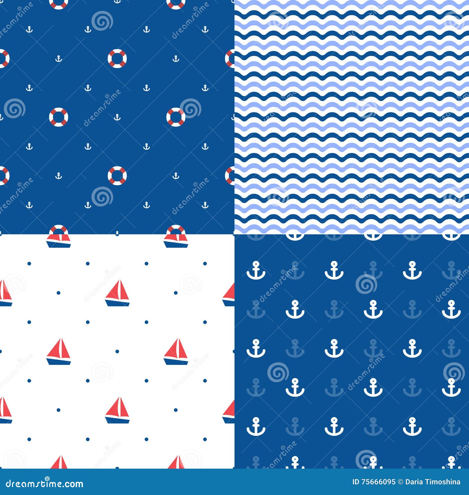 Set of Seamless Sea Patterns Stock Vector - Illustration of texture ...