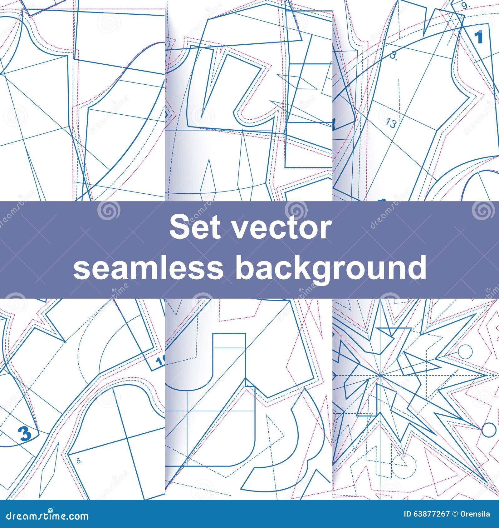 Set Seamless Sewing Pattern Texture Stock Vector Illustration Of
