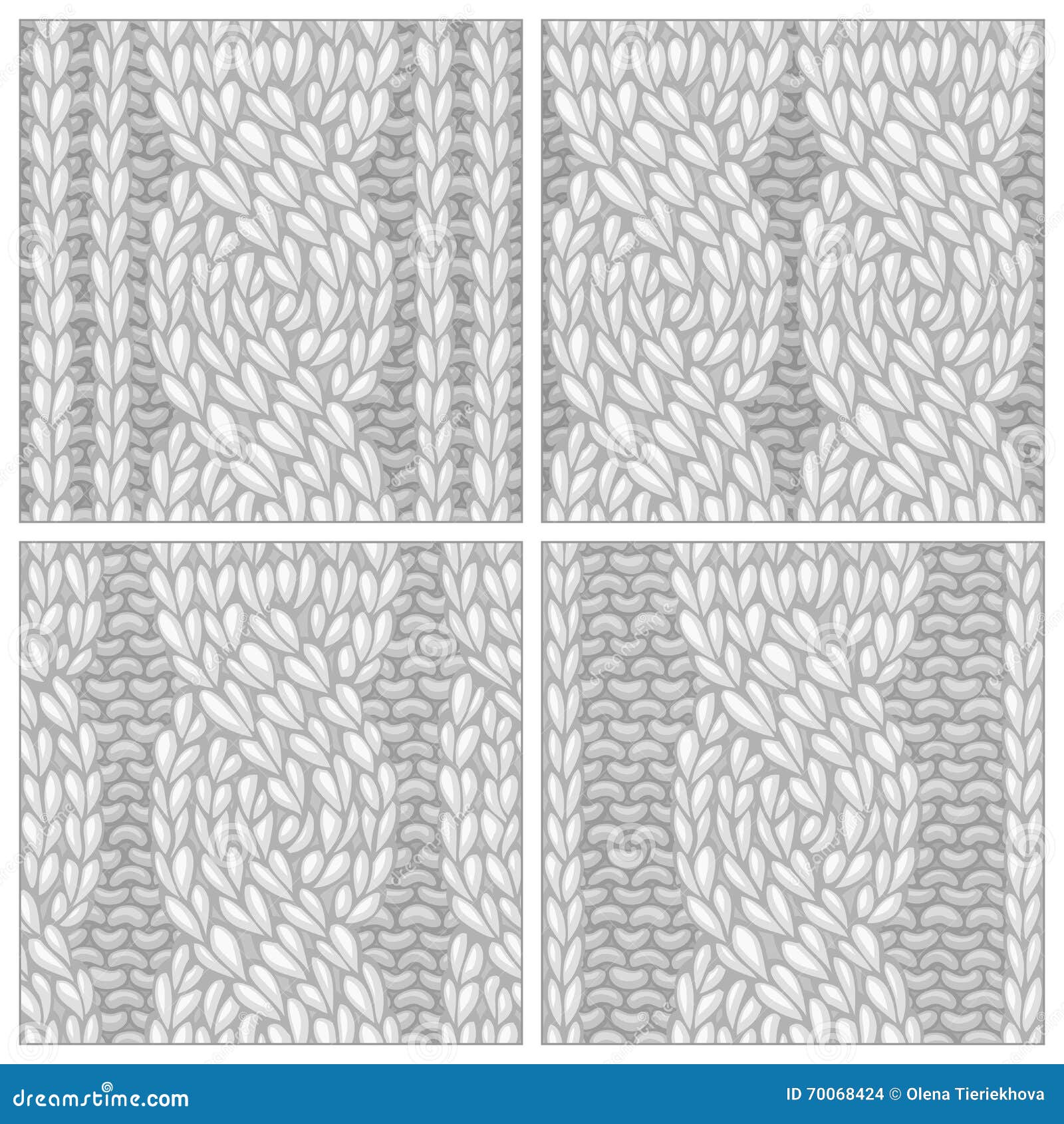 Set of Seamless Six-Stitch Cable Stitch Patterns. Stock Vector ...