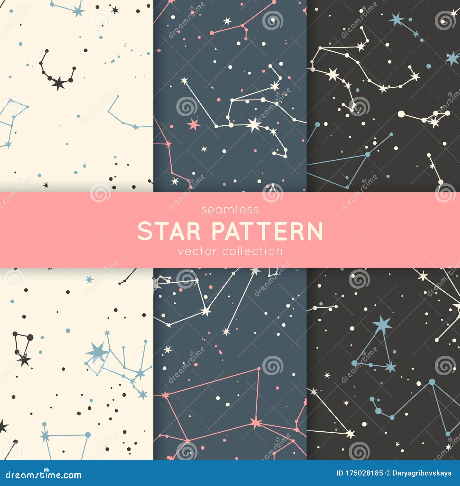 Set of Seamless Star Pattern. Stock Vector - Illustration of background ...