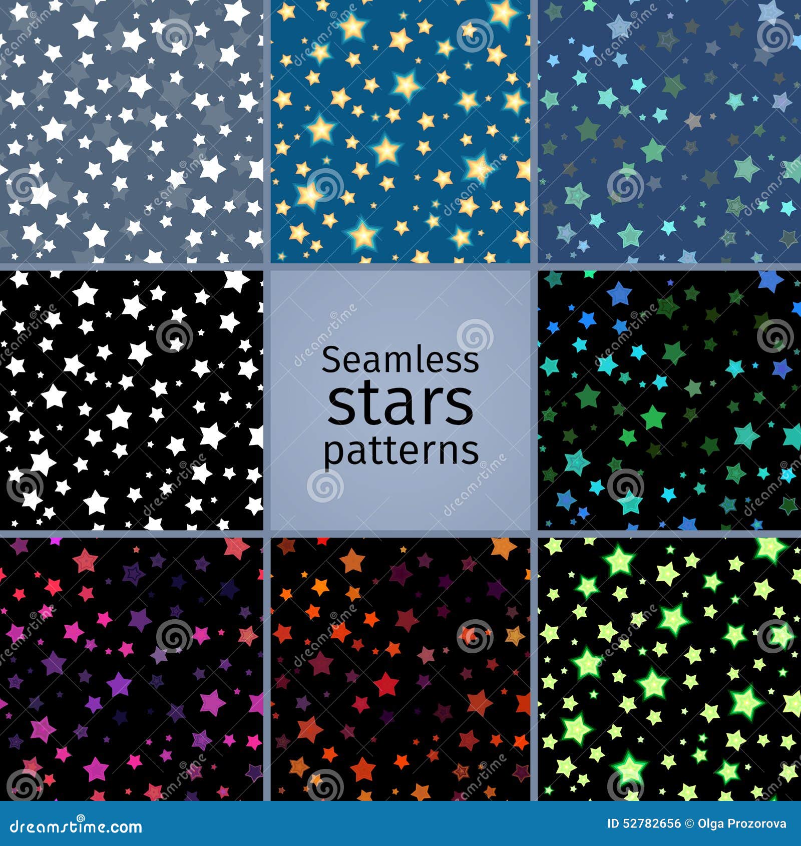 Set of 8 Seamless Stars Patterns Stock Vector - Illustration of ...