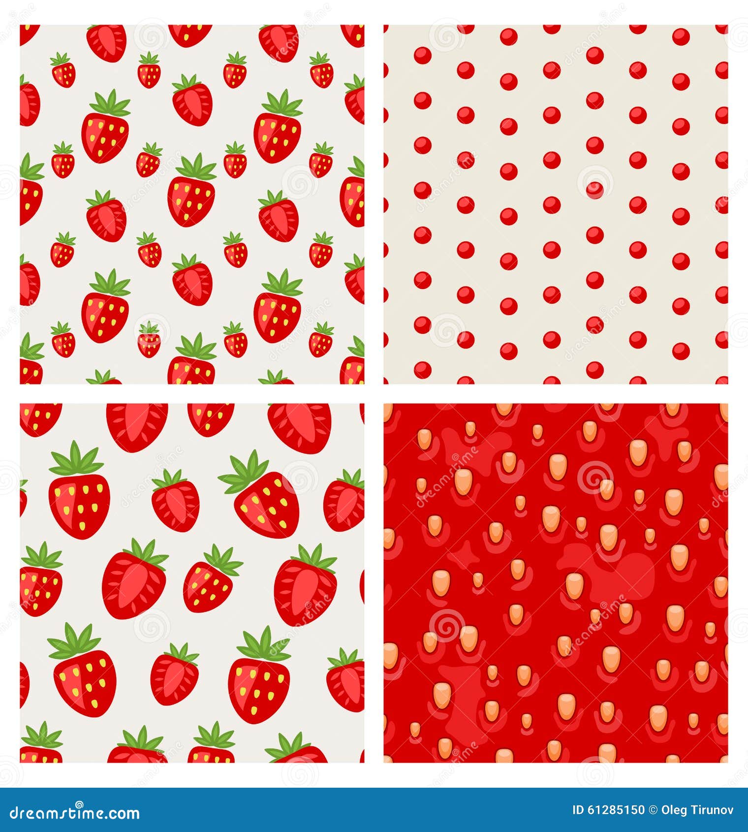 Set Seamless Strawberry Texture Berry Pattern Stock Vector ...