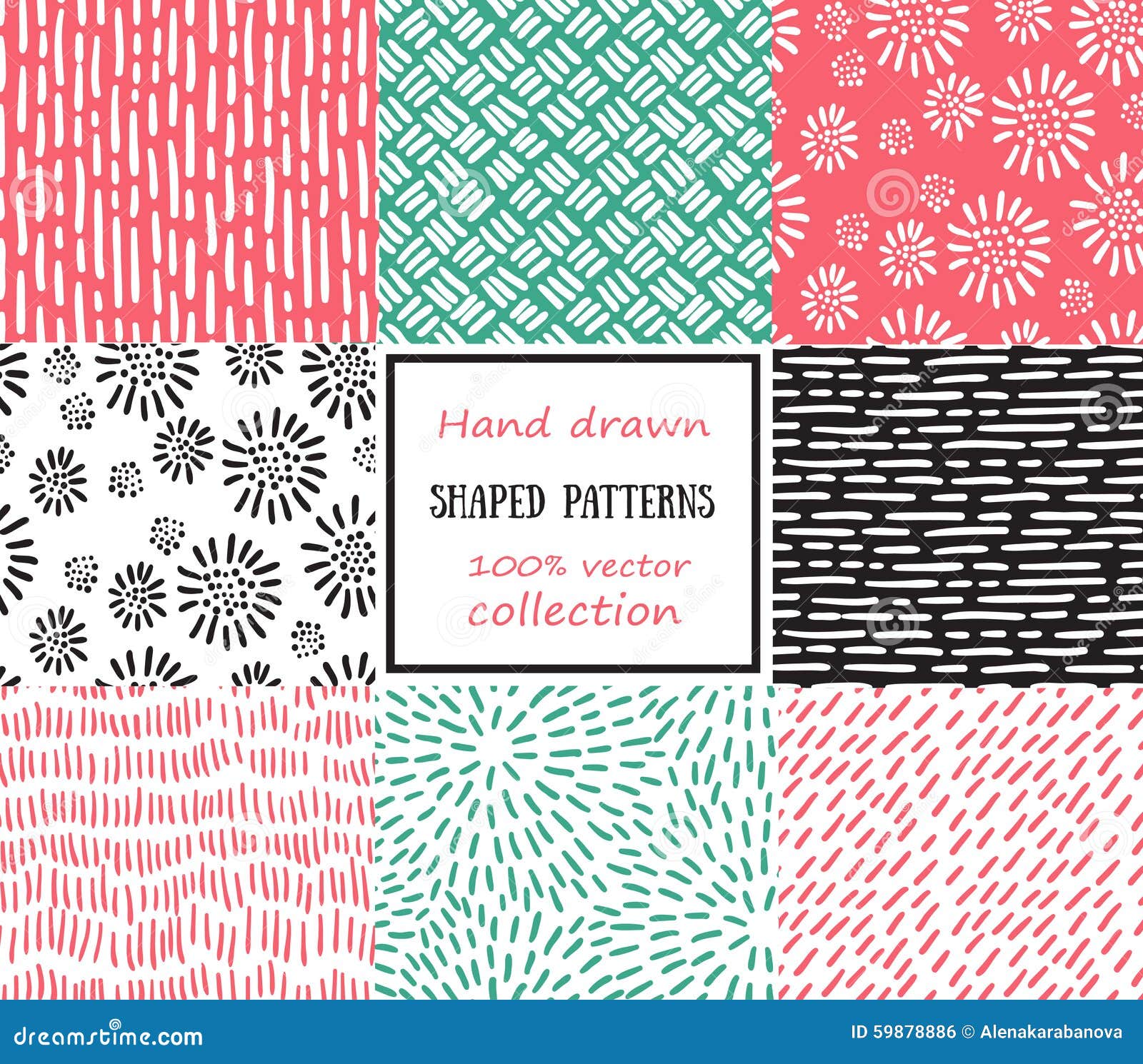 Set of Seamless Stroke Patterns. Hand-drawn Background Stock Vector ...